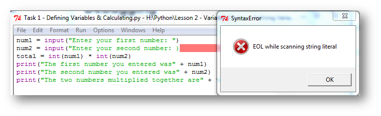 What Does Eol While Scanning String Literal Mean In Python What Does Mean
